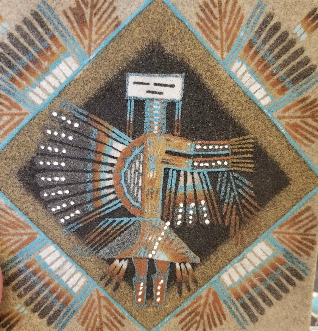 Native American Sand Painting Folk Art Raingod Design One of a Kind So ...